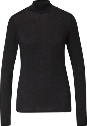 Comma Langarmshirt T-Shirt Feines Langarmshirt aus Lyocellmix mit Stehkragen