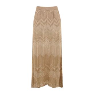 Akep Femme, Jupes, Beige, Taille: 38 FR Jupe Zig Zag Beige