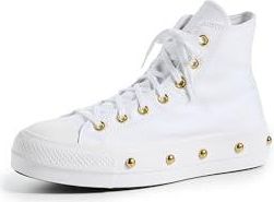Converse Chuck Taylor All Star Lift Star Baskets cloutées pour femme, Blanc/doré, 40 EU