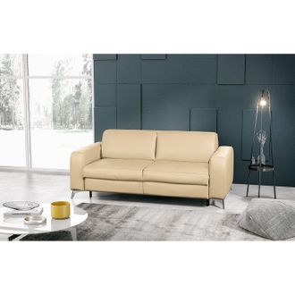 Loftscape home24 Schlafsofa Formosa mit Matratze Beige/Warmes Beige Lederart: Echtleder Material: Echtleder 207 x 85 x 102cm Modern