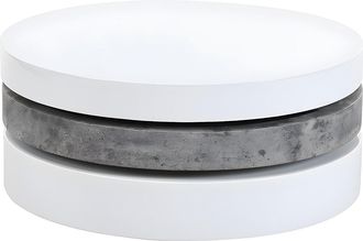 Vente-Unique Couchtisch rund - drehbar - 1 Ablagefach - MDF - Beton-Optik & Wei&szlig; - Janita