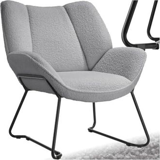 TecTake TecTake Fauteuil Salon Confortable Tissu Bouclette Fauteuil Scandinave Moelleux avec Accoudoirs Chaise Ergonomique pour Salon, Chambre, Siege Bureau, 
