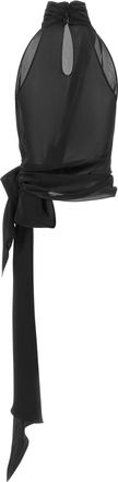 Balmain Draped American Neckline Blouse - Black
