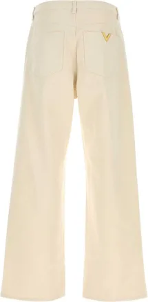 Valentino Garavani Mens Sand Denim Jeans Avorio Exterior: Cotton