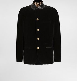 Dolce & Gabbana Einreihige Samtjacke - Mann Anz&uuml;ge Und Blazer Schwarz Samt 52