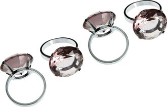 Premier Housewares Serviettenringe, 4er Set, rauchgrauer Diamante, verchromt