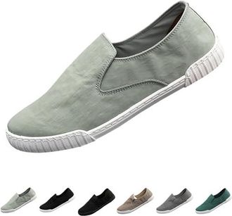 Generic Chaussures classiques en toile pour homme - Douces et confortables - Chaussures de sport plates - Chaussures de course &agrave; enfiler - Respirantes et conf