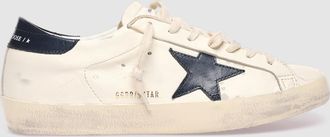Golden Goose Baskets Homme Superstar Cuir Beige Bleu Marine
