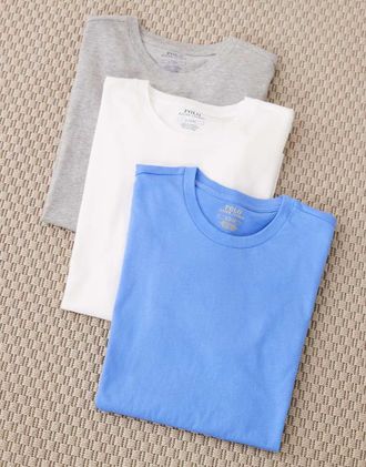 Polo Ralph Lauren Lot de 3 t-shirts confort - Blanc, bleu et gris-Multicolore