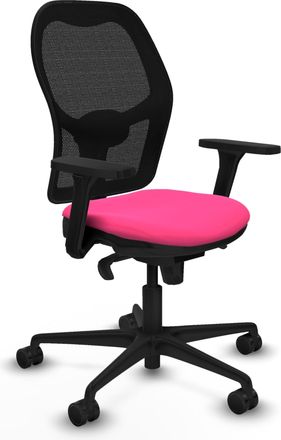 Piqueras y Crespo B&uuml;rostuhl mit 3D-Armlehnen, h&ouml;henverstellbare Lendenwirbelst&uuml;tze, mit 5 Positionen und Schaumstoff, 65 mm Nylon, Schwarz/Rosa