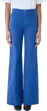 Chloé Femme, Pantalons, Bleu, Taille: 36 FR Pantalon Tailleur Évasé en Toile