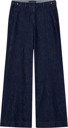 Luisa Cerano Femme, Jeans, Bleu, Taille: 44 FR Pantalon large en denim avec ceinture ajustable sur les c&ocirc;t&eacute;s