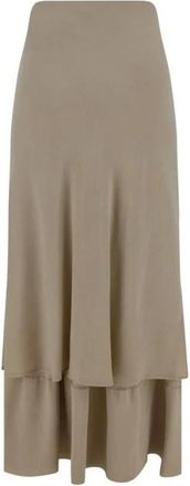 Quira Quira, Femme, Jupes, Beige, Taille: 36 FR Layered Midi Skirt Drawstring Detail