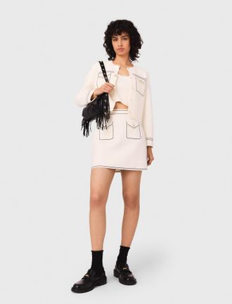 Maje Kurzer Rock Aus Steppstrick - Ecru - Maje