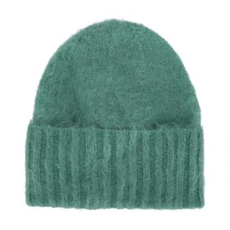 Auralee Brushed Super Kid Mohair Strickm&uuml;tze - - Accessories - Herren - Gr&uuml;n - ONE SIZE