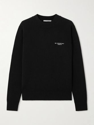 Givenchy Pull En Laine Et Cachemire M&eacute;lang&eacute;s &Agrave; Broderie - Noir