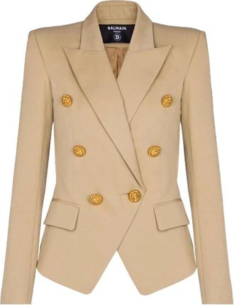 Balmain Femme, Vestes, Beige, Taille: 42 FR Blazer Gabardine &agrave; 6 Boutons