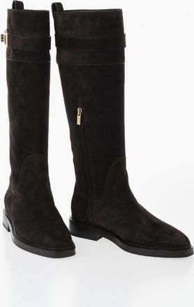 Ferragamo ROLY Wildlederstiefel mit goldenem Detail Salvatore Ferragamo