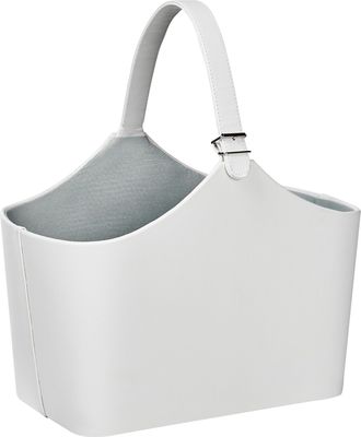 Beliani Korb mit Griff Kunstleder hellgrau rechteckig schmal 26x41 cm modern Elam