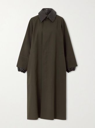 Bottega Veneta Trenchcoat Aus Einer Baumwollmischung Mit Besatz Aus Intrecciato-leder - Gr&uuml;n