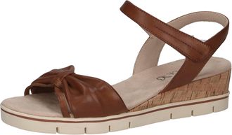 Caprice Damen Sandalen mit Absatz aus Leder mit Fußbett, Braun (Cognac Nappa), 39 EU