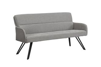 Byliving Bank Tino/Webstoff und Mikrofaser Bezug und Gestell in schwarz/Aufgedoppelter R&uuml;cken/K&uuml;chenbank, Sitzbank, Esszimmerbank/B 160 x H 94 x T 67 cm (Hellg