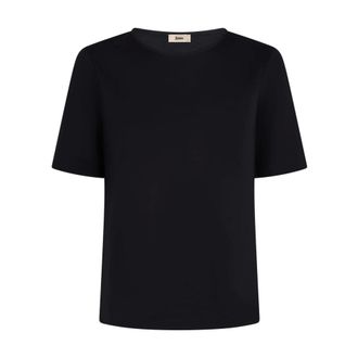 Herno Femme, Tops, Noir, Taille: 38 FR T-shirt Ever Cotton Interlock avec Monogramme Lurex