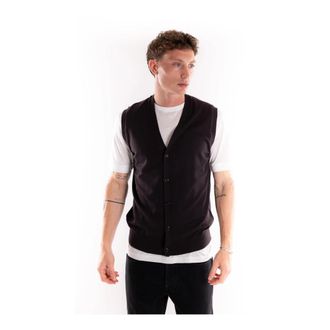Paolo Pecora &Auml;rmelloses Strickoberteil mit Knopfleiste - - Knitwear - Herren - Braun - M