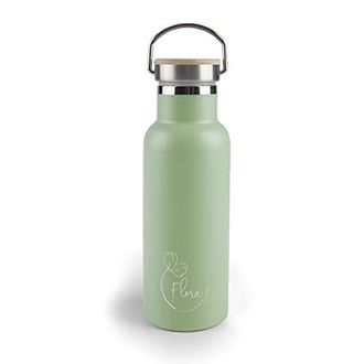 Lacor Lacor - 62556 Edelstahl-Flasche, Wasserflasche, doppelte Isolierwand, Holzverschluss mit &Ouml;se zum Aufh&auml;ngen, BPA-frei, Fassungsverm&ouml;gen: 0,5 l, Gr&uuml;n