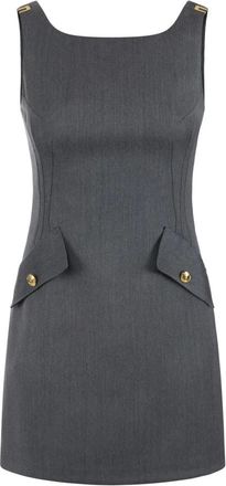 Elisabetta Franchi Femme, Robes, Gris, Taille: 38 FR Robe Courte en Laine Froide
