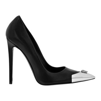 Philipp Plein Femme, Chaussures, Noir, Taille: 38 EU Escarpins &agrave; talons hauts en cuir avec t&ecirc;te de mort strass