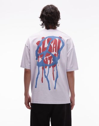 AllSaints Runner Peace - T-Shirt in Flieder mit Grafikprint-Lila