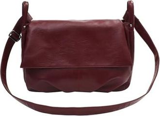 Generic Grand sac en cuir pour femme, sac &agrave; bandouli&egrave;re de luxe de couleur unie, sac &agrave; bandouli&egrave;re doux et d&eacute;contract&eacute; pour femme, sac &agrave; main bolsa, rouge fon