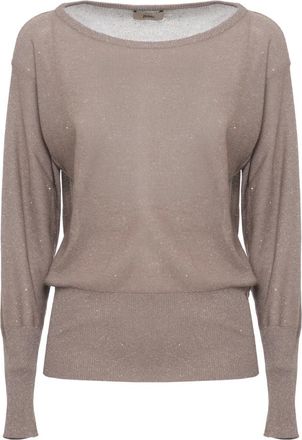Herno Femme, Pulls, Brun, Taille: 38 FR Pull en fil lam&eacute; et sequins