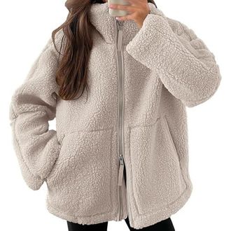 Generic Pilou Pilou Femme Color Sweater For Autumn/Winter 2024 New Button Decorated Sleeve Cardigan Top (Beige, XL)