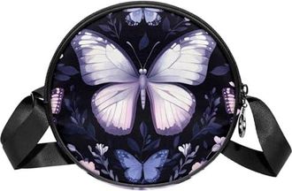 Generic Circle Sac &agrave; bandouli&egrave;re pour femme, petit sac &agrave; bandouli&egrave;re violet avec fermeture &eacute;clair, bretelles r&eacute;glables, sac &agrave; main rond d&eacute;contract&eacute; pour femme