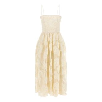 Rotate Flower Mesh Midi Dress - - Dresses - Damen - Wei&szlig; - XS