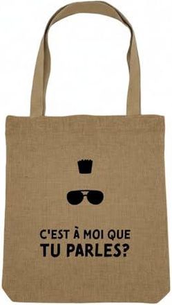 Fabulous Sac Shopping Tote Bag Aspect Lin - Cest &agrave; Moi que tu parles? Taxi Driver Film - Sac de Courses Toile Epaisse 360g Beige Naturel Cabas Port&eacute; Epaule Sol