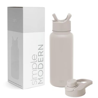 Simple Modern Trinkflasche mit Strohhalm und Chug-Deckel | Wasserflasche Edelstahl Isolierte für den Sport Fitnessstudio | Summit | 950ml | Almond Birch