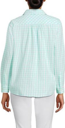 Lands End Lange leichte Flanellbluse, Damen, Gr&ouml;&szlig;e:44-46 regular, Blau, by Lands End