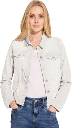 Street One Damen A212094 Gestreifte Jeansjacke, Sand Stripe Washed, 38