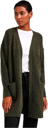 Selected Damen Selected Lange Strickjacke mit Taschen | Open Stretch Casual Cardigan | Knitted Coat SLFLULU, Farben:Grün, Größe:XS