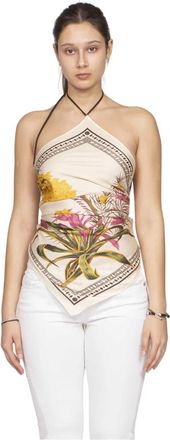 Blumarine Femme, Tops, Multicolore, Taille: ONE Size Top dos nu imprim&eacute;