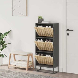vidaXL Schuhschrank Schwarz 52x25x120 cm Holzwerkstoff - Vidaxl