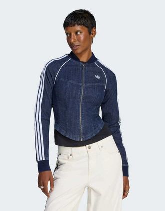 adidas Originals Superstar Denim-Corsage-Tracktop in Indigo-Denim-Blau