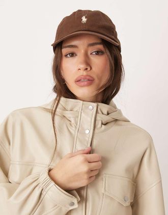 Polo Ralph Lauren Twill-Baseballkappe in Braun mit Markenlogo-Brown