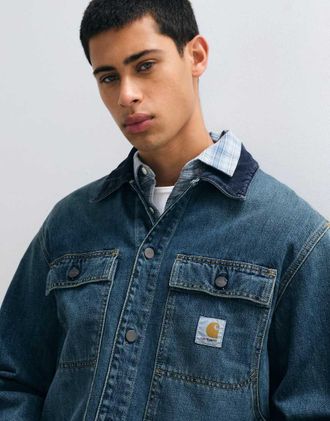 Carhartt Work in Progress veste-chemise en denim Oakland d&eacute;lav&eacute; bleu fonc&eacute;