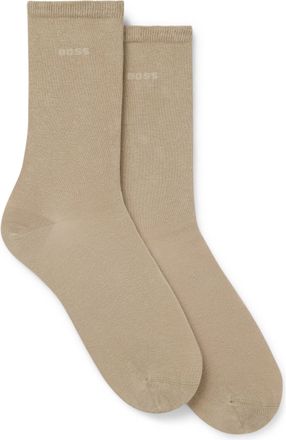 HUGO BOSS Businesssocken BOSS 2P RS Uni Logo CC W, Damen, Gr. 35-38, beige (medium beige 261), Baumwolle, unifarben, normal, Socken, mit BOSS Schriftzug