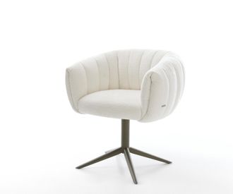 DELIFE Drehstuhl Jada-Flex Boucl&eacute; Soft Beige Fu&szlig;kreuz Effektfinish Titan 360&deg; drehbar Wippfunktion Taschenfederkern, Esszimmerst&uuml;hle