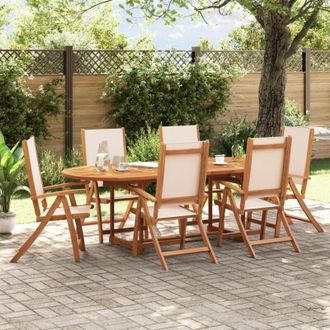 vidaXL Vidaxl - Ensemble &agrave; Manger de jardin 7pcs bois dacacia solide textil&egrave;ne